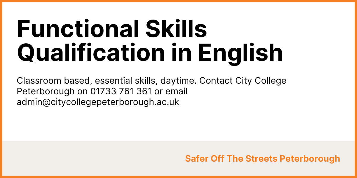 Functional Skills Qualification in English – Safer Off The Streets