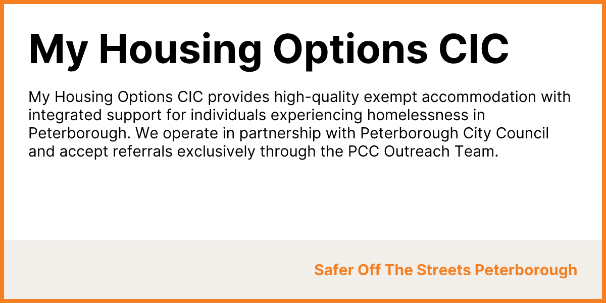My Housing Options CIC – Safer Off The Streets